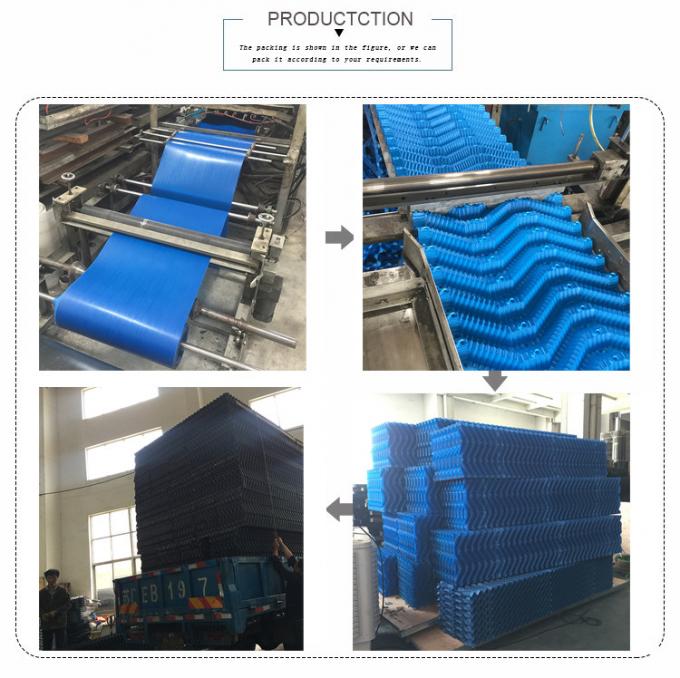 Corrugated Cooling Tower Fill Media PVC Film Fill 500mm Height 33mm